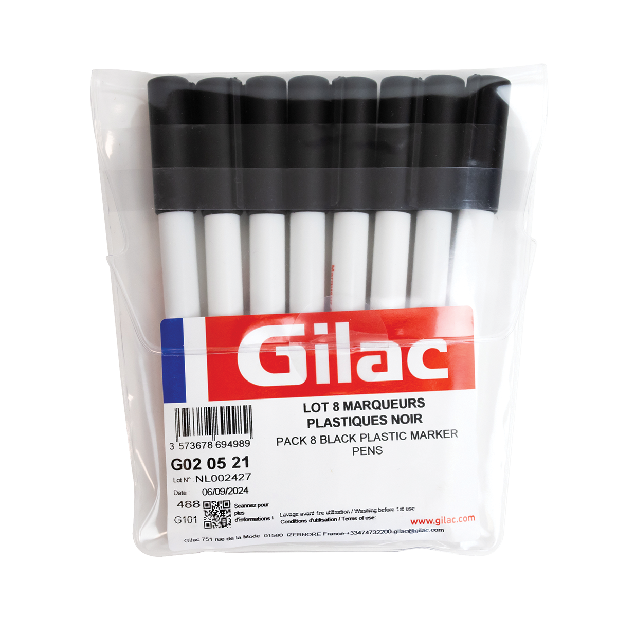 Water erasable marker pen black pack of 10